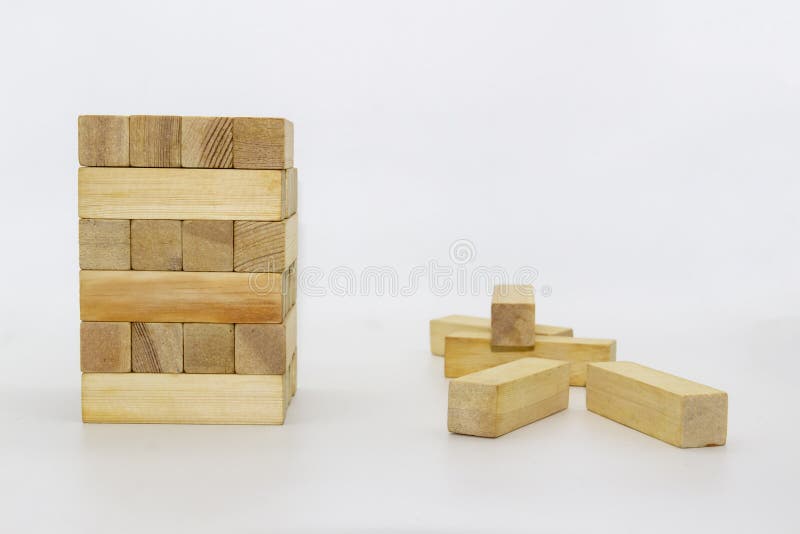 Tower Wooden Block, Builds Tower from Wooden Blocks Against White ...