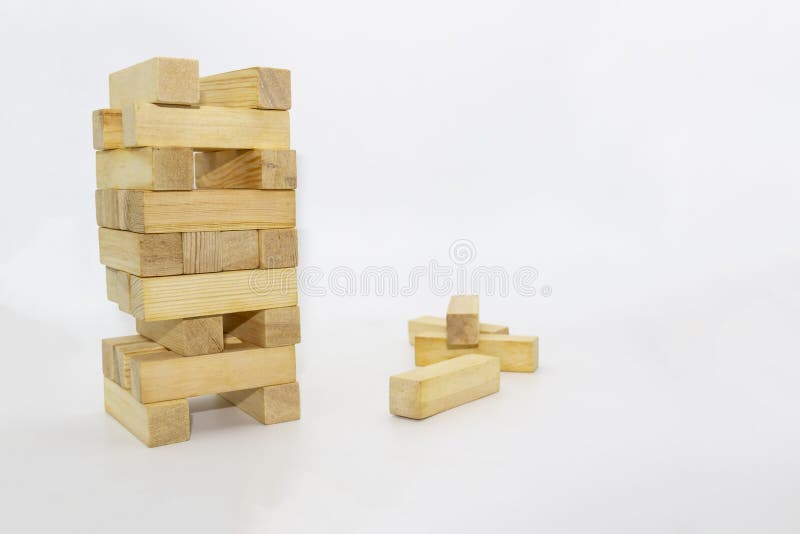 Tower Wooden Block, Builds Tower from Wooden Blocks Against White ...