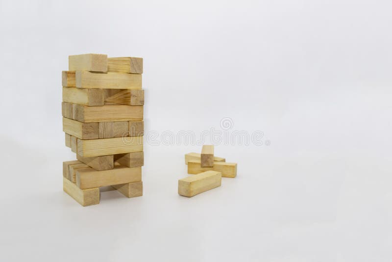 Tower Wooden Block, Builds Tower from Wooden Blocks Against White ...