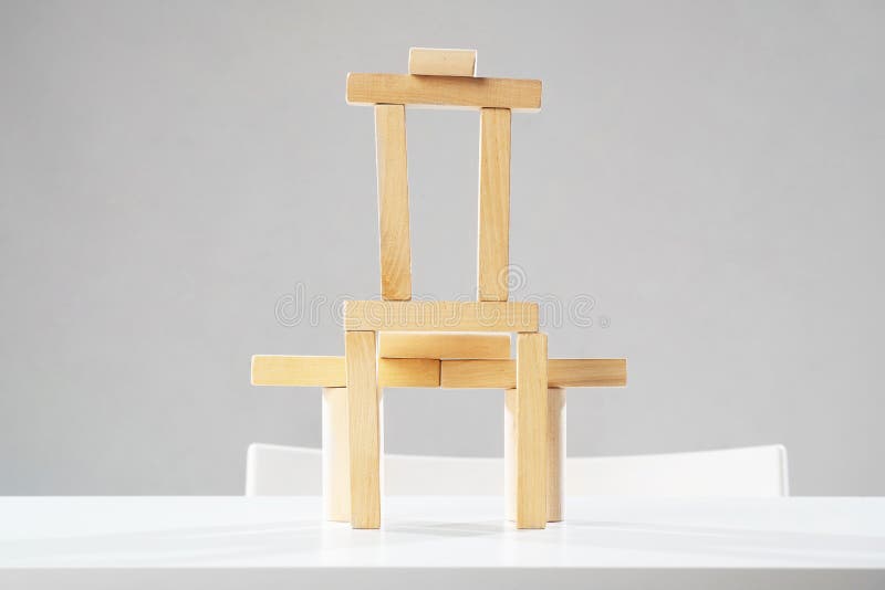 Tower from Wooden Blocks Standing on Table Stock Photo - Image of ...