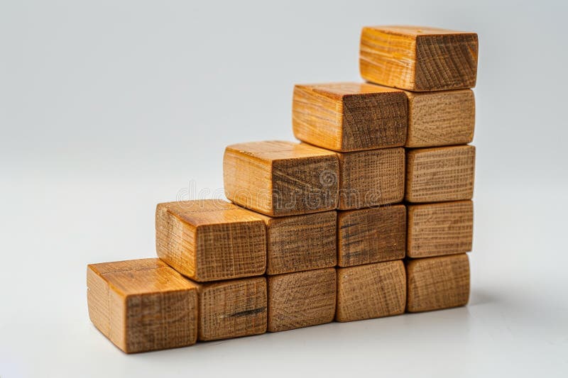 A Tower of Wooden Blocks Symbolizing Success Built Step by Step ...