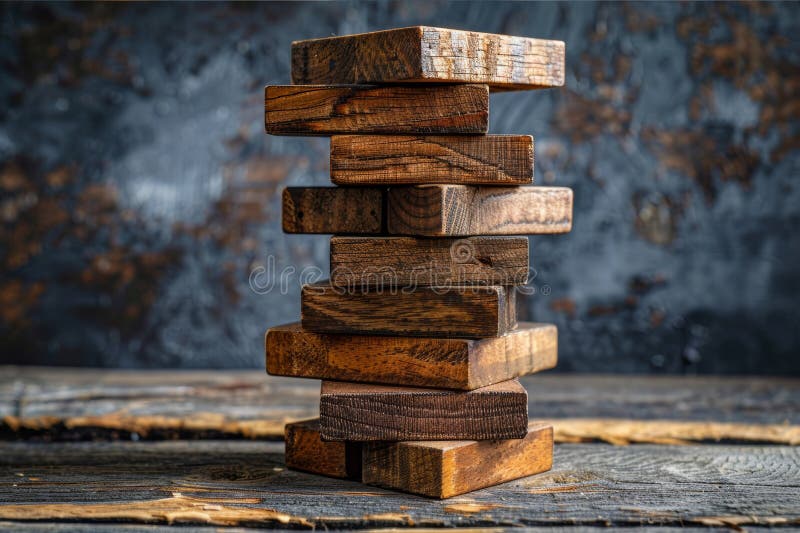 A Tower of Wooden Blocks Symbolizing Success Built Step by Step ...