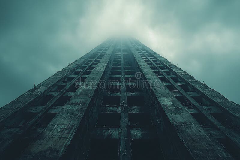 Towering Abandoned Skyscraper with Dark, Empty Windows Reaching into ...