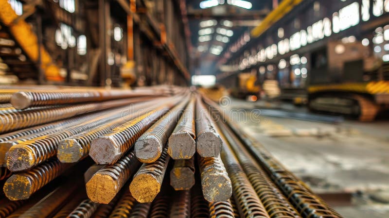 A Towering Arrangement of Steel Bars Sits in a Warehouse, Each Beam ...