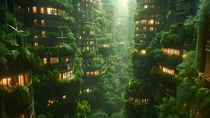 Towering Building in Forest. a Tall Building Surrounded by Dense Trees ...