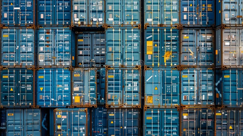 Towering Cargo: Containers Stacked Up High Stock Image - Image of ...