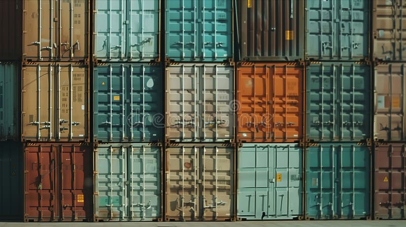 Towering Cargo: Containers Stacked Up High Stock Photo - Image of ...