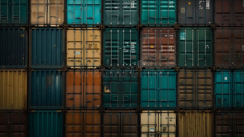 Towering Cargo: Containers Stacked Up High Stock Image - Image of ...