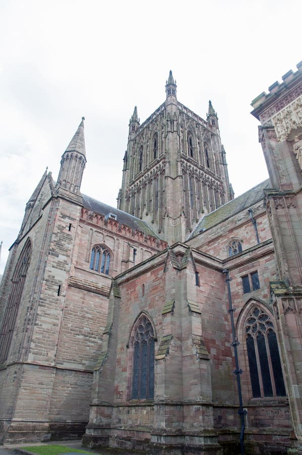 Worcester Cathedral Tower and South Transept Gable Stock Image - Image ...