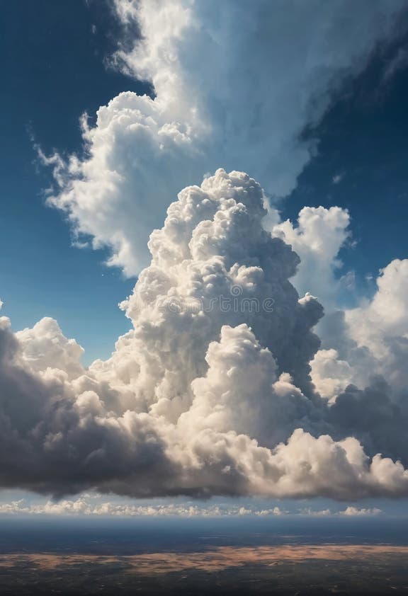 Towering Clouds Rise Dramatically Against the Deep Blue Sky, Showcasing ...