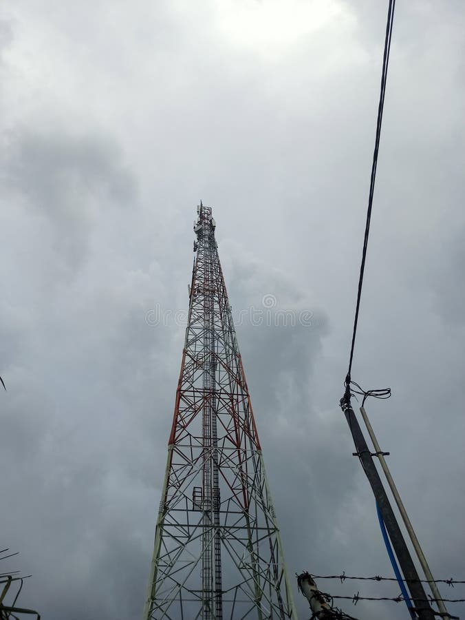 A Towering Communications Tower Stock Image - Image of cell, pole ...
