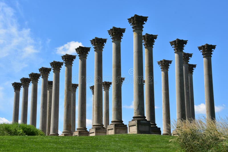 Towering Concrete Pillars on a Beautiful Spring Day Stock Photo - Image ...
