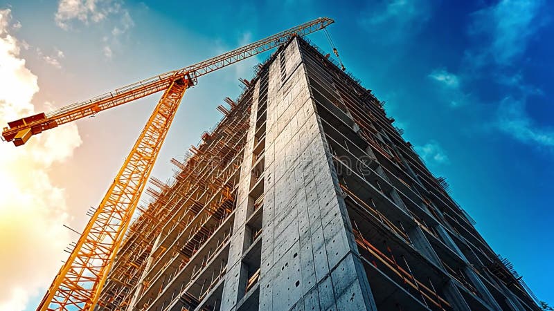 Construction of a High-rise Building Under a Vibrant Sky during ...