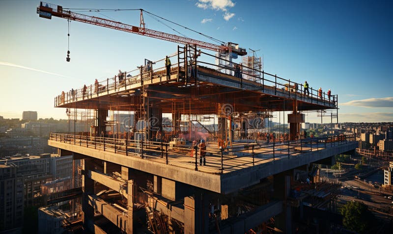 Towering Crane Building Tall Structure Stock Image - Image of height ...