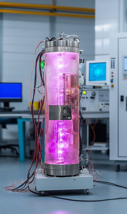 Towering Cryogenic Cooler in Quantum Laboratory Stock Photo - Image of ...