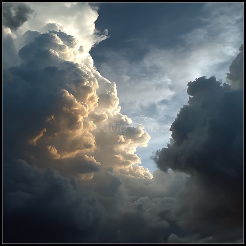 Towering Cumulus Clouds with a Dramatic Mix of Light and Shadow Create ...