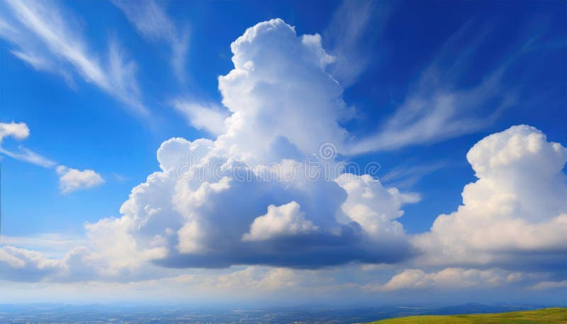 Towering Cumulus Clouds Rise Majestically into a Bright Blue Sky ...