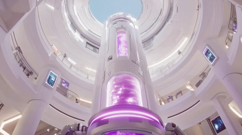 Futuristic Atrium Installation Stock Illustration - Illustration of minimalist, technology ...