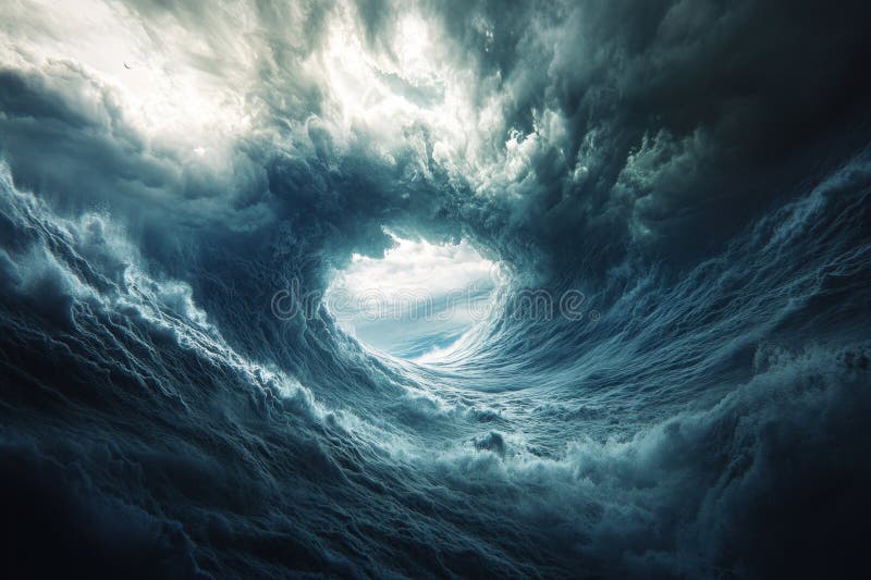 Powerful Ocean Waves Create a Dramatic Tunnel Effect Under Cloudy Skies ...
