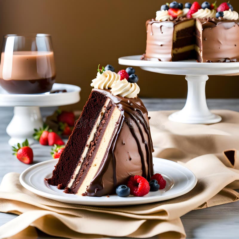Towering and Decadent Chocolate Mousse Cake with Layers Stock ...
