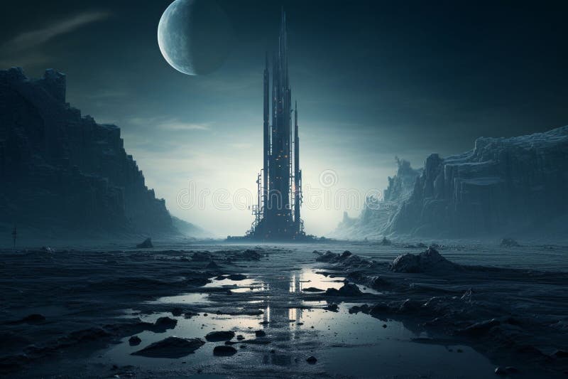 Towering Edifice Standing Tall in a Desolate Stock Illustration ...