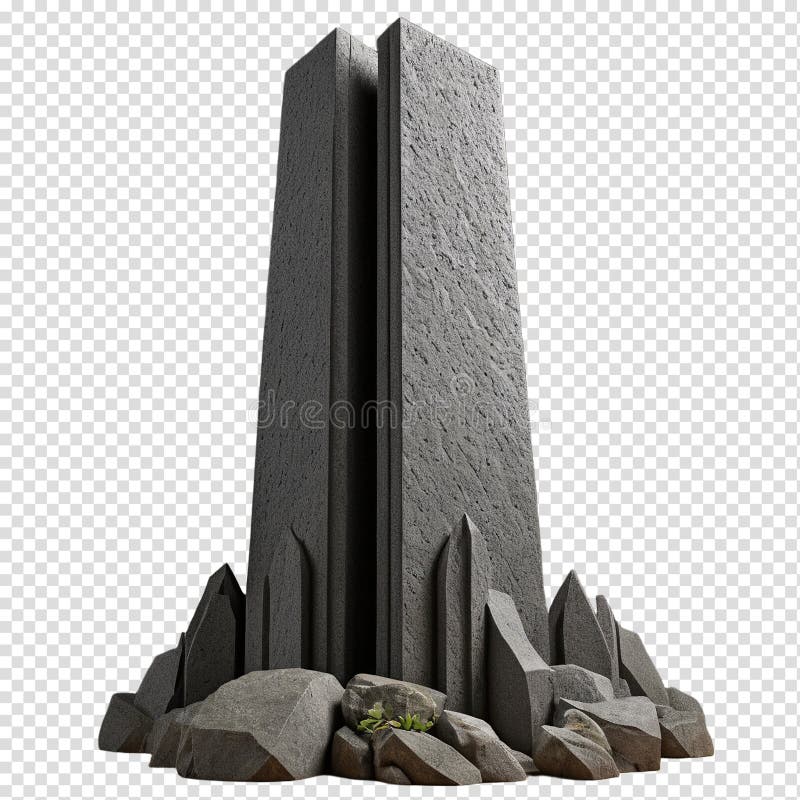 A Towering Gray Stone Structure with a Vertical Column Stands Amidst a ...