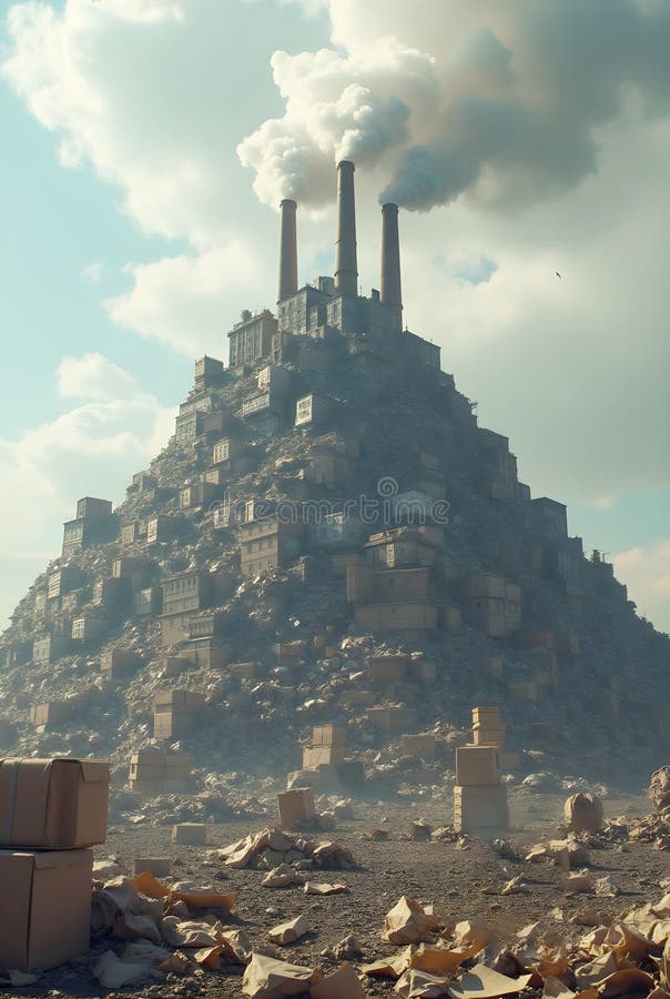 .a Towering Heap of Electronic Waste and General Garbage Dominates the ...