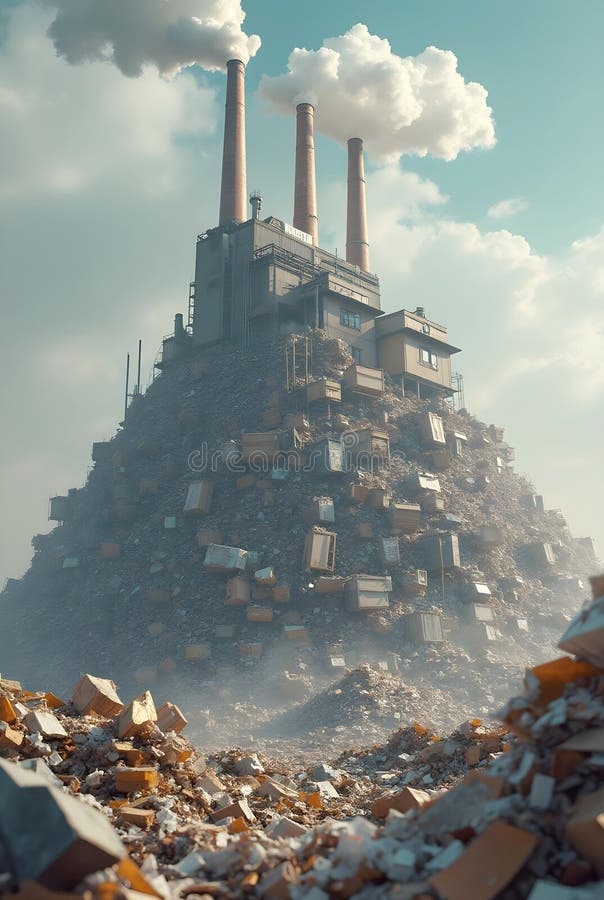 .a Towering Heap of Electronic Waste and General Garbage Dominates the ...