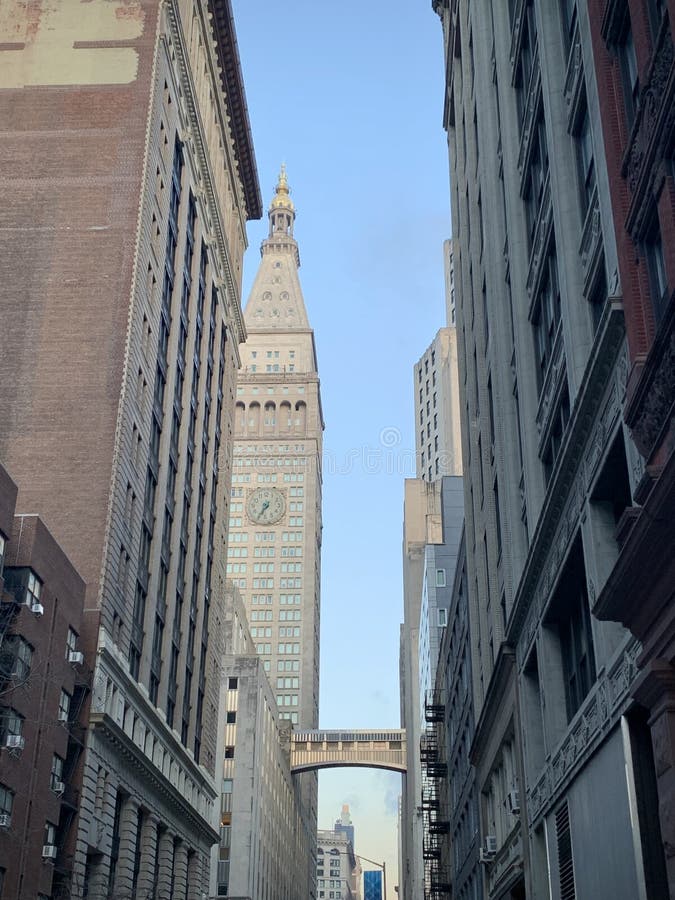 Iconic Clock Tower Framed by Buildings (New York, New York, USA) Stock ...