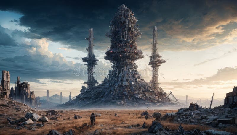 Post-Apocalyptic Industrial Tower Stock Photo - Image of remnants ...