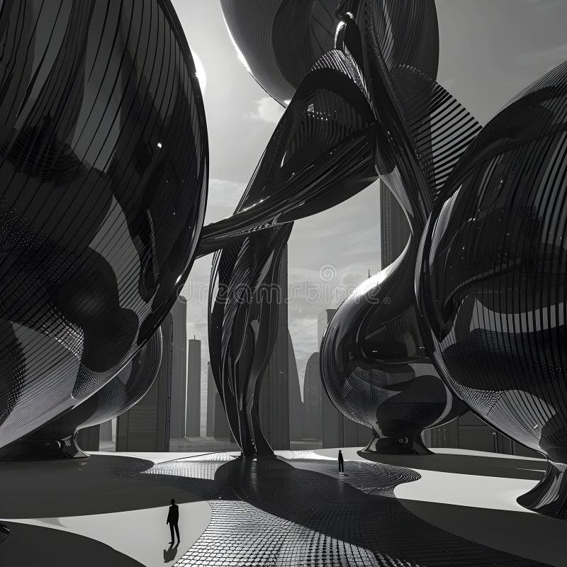 Towering Metallic Sculptures Casting Dramatic Shadows in Experimental ...