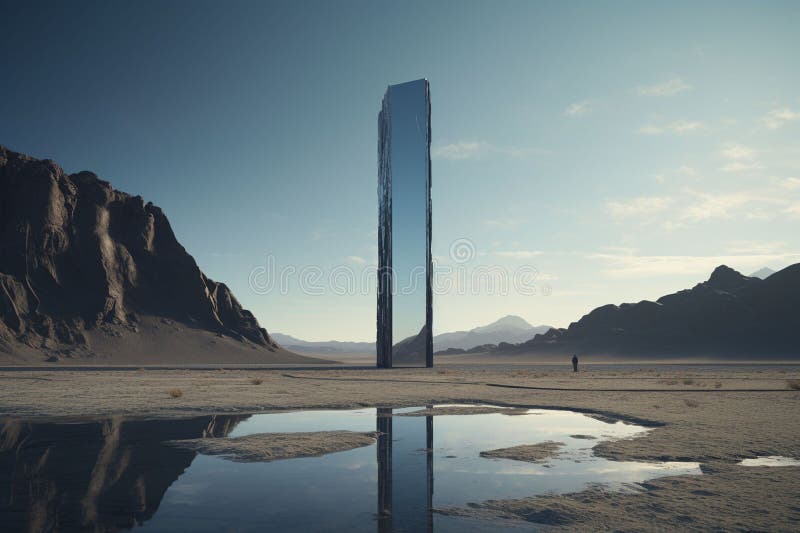 Towering Monolith Casting a Long Shadow Across Stock Illustration ...