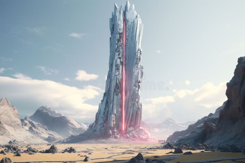 Towering Monolith Dominating a Surreal and Stock Illustration ...