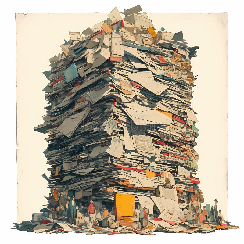 A Towering Monument of Documents Stock Illustration - Illustration of ...