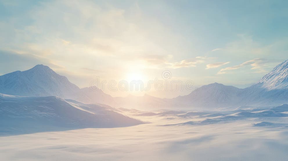 Towering Mountain Peak Crowned with Snow Stock Illustration ...