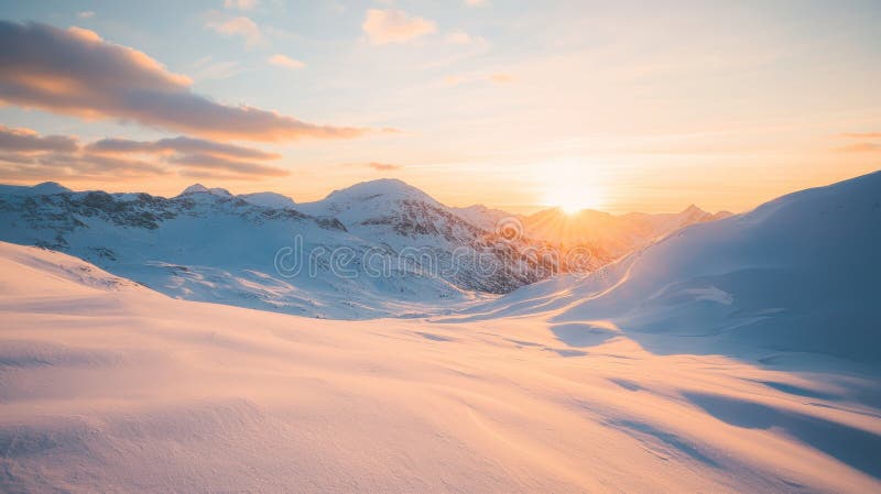 Towering Mountain Peak Crowned with Snow Stock Illustration ...