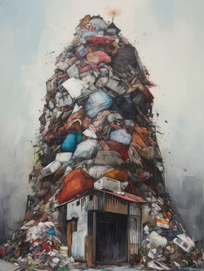 A Towering Mountain of Trash Spilling Out of a Single Overflowing Bin ...
