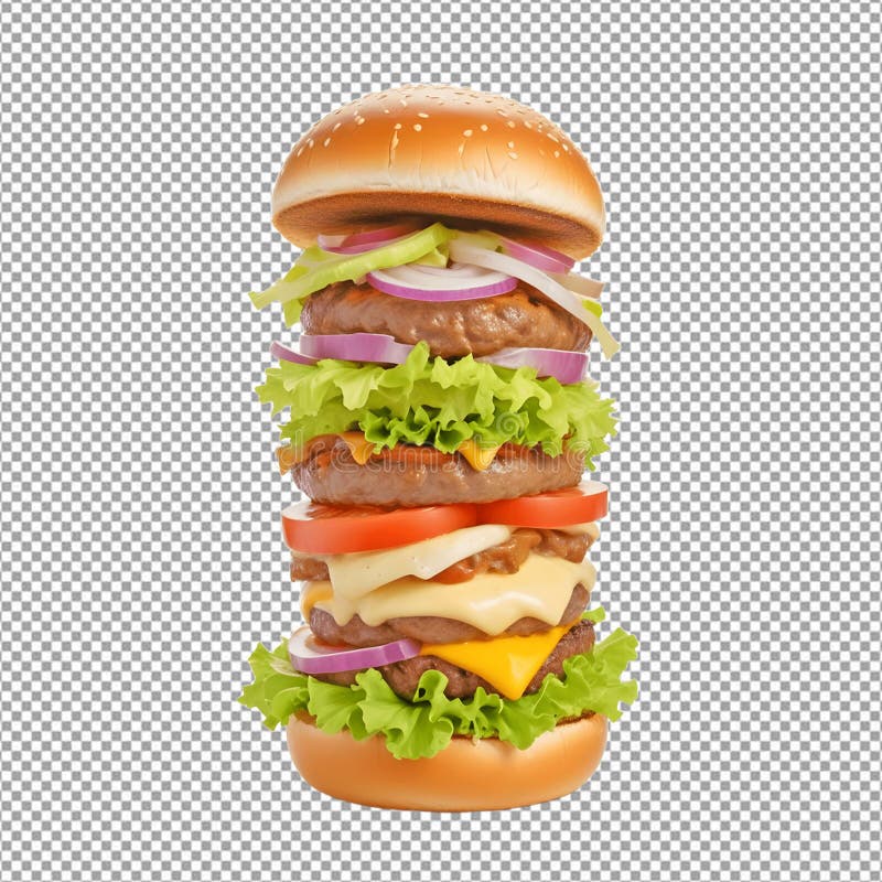 A Towering Multi-Layered Beef Burger Stock Image - Illustration of ...