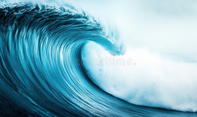 Towering Ocean Wave Crest with Splashes Stock Illustration ...