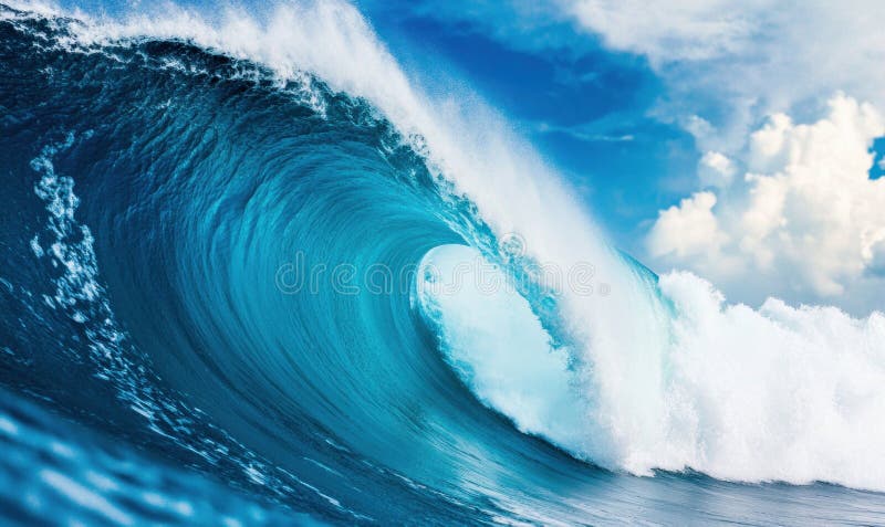 Towering Ocean Wave Crest with Splashes Stock Illustration ...