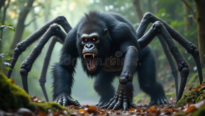 The Jungle S Nightmare: Half Gorilla, Half Spider Stock Illustration ...