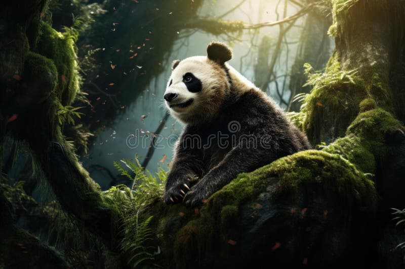 Towering Panda Tree Giant Forest. Generate Ai Stock Photo - Image of ...