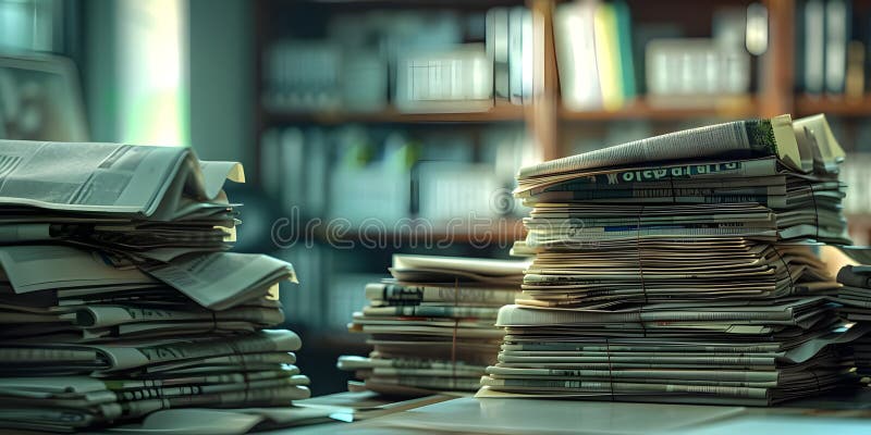 A Towering Pile of News: a Mountain of Paper in a Library Stock ...