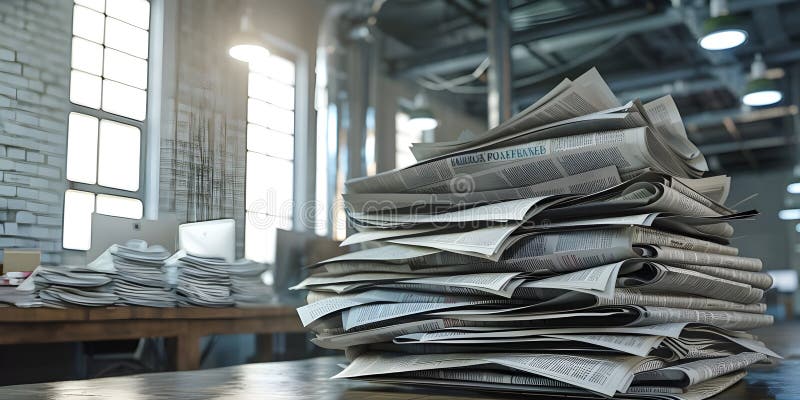 A Towering Pile of News: a Mountain of Paper in a Library Stock ...