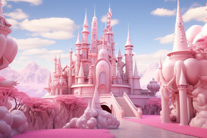 Towering Pink Princess Castle Tower. Generate Ai Stock Illustration ...