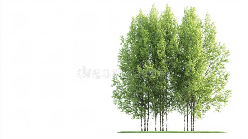 Towering Poplar Tree Isolated on Pure White Background for Design ...