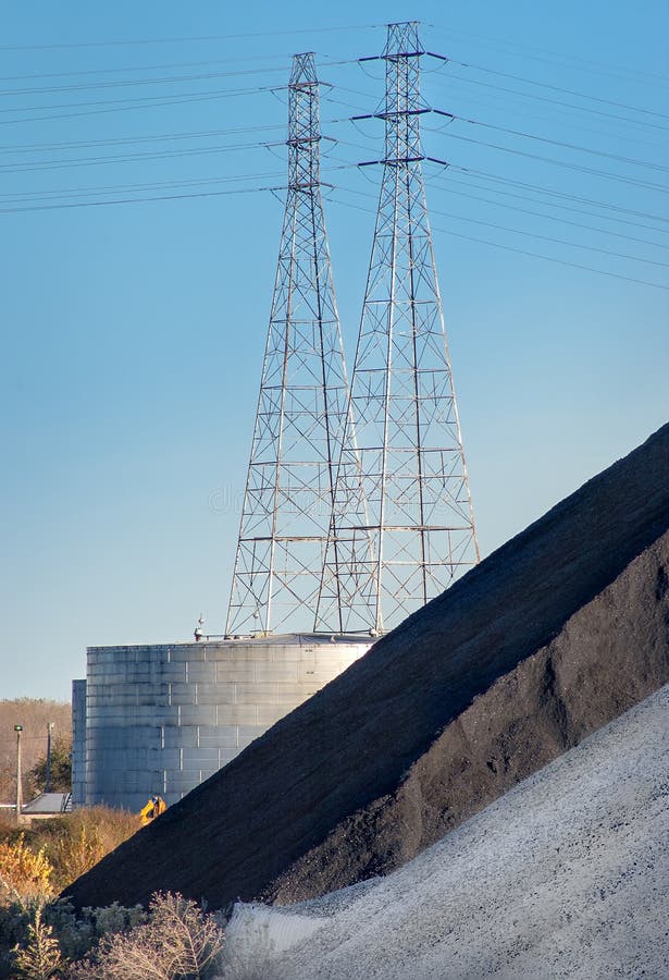 Electric Power Line Structure and Coal Stock Image - Image of cell ...