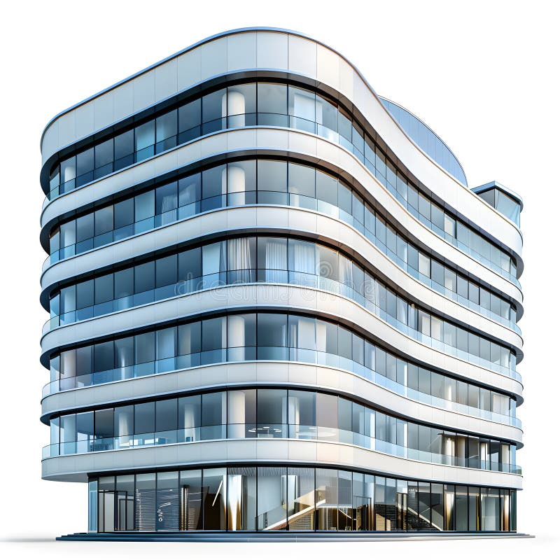 Rectangular Tower Block with Many Windows and Balconies in Urban ...