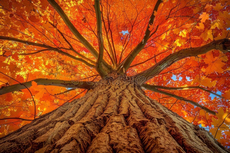 Towering Red Maple Tree with Fiery Orange Leaves Stock Illustration ...