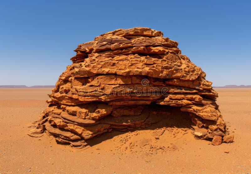 Towering Rock Formation in Desert Landscape Stock Illustration ...